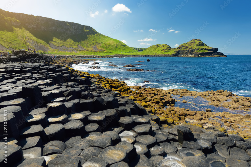 Giants Causeway, an area of hexagonal basalt stones, created by ancient ...
