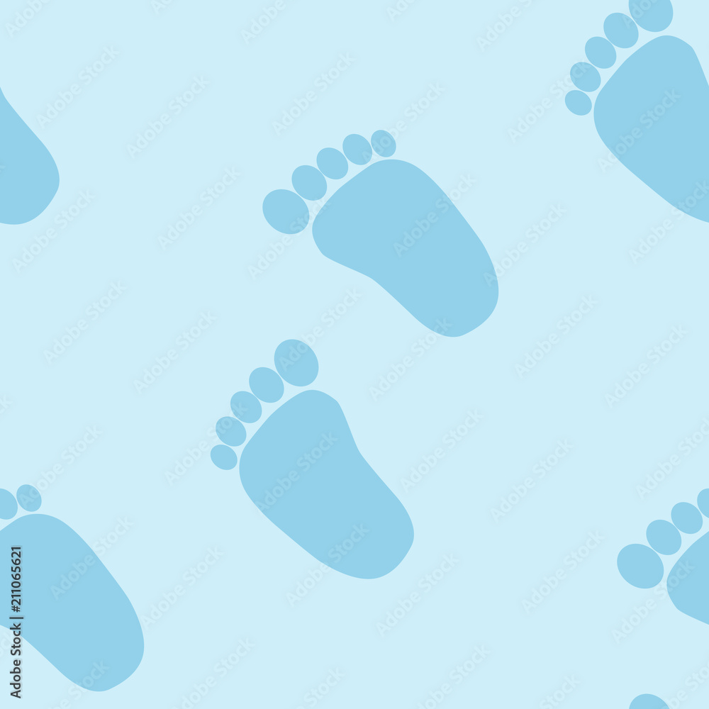 Seamless pattern of the image of blue footprints on a blue background ...