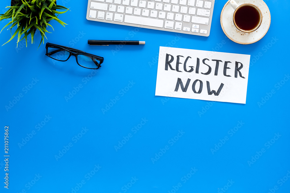 Membership concept. Template for registration. Register now hand ...