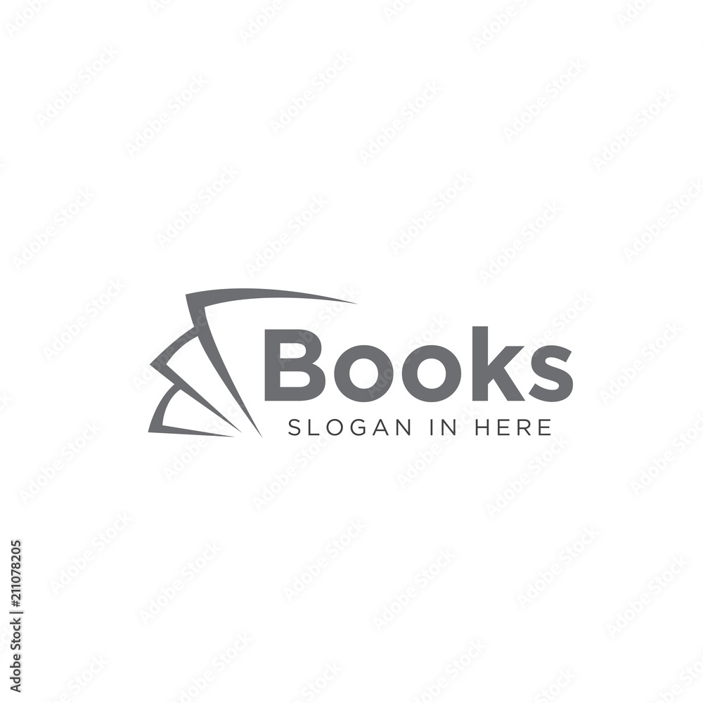 Simple modern line art paper book logo Stock Vector | Adobe Stock