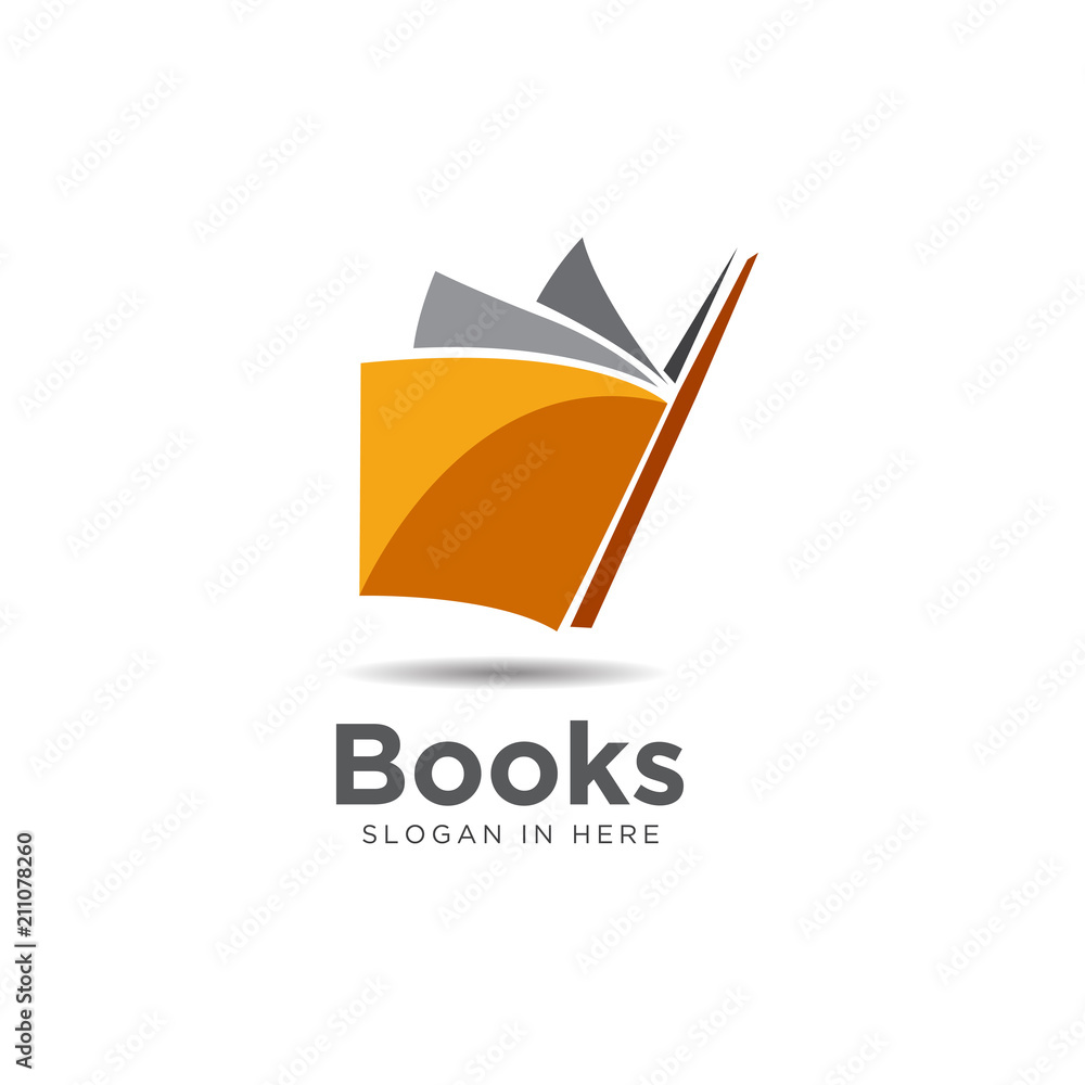 modern orange book open logo and icon Stock Vector | Adobe Stock