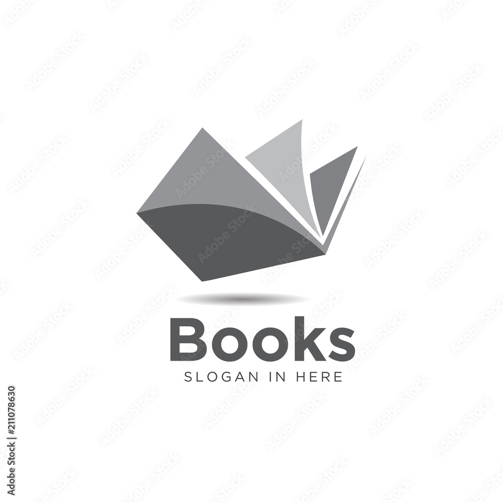 simple modern black white book open logo and icon Stock Vector | Adobe ...