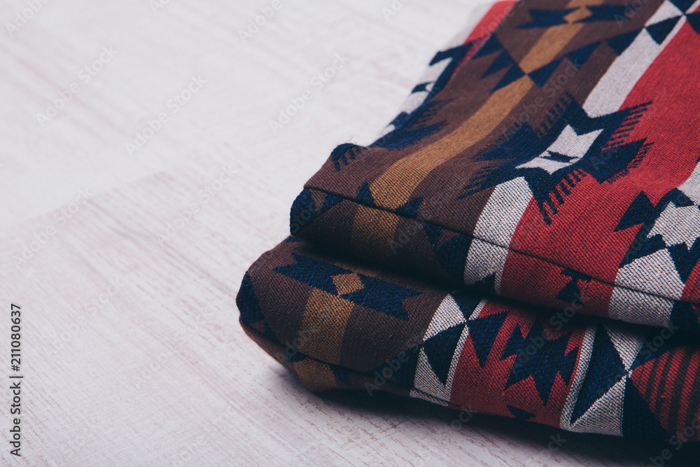 rolled up clothes made of natural fabric on white background. Elements ...