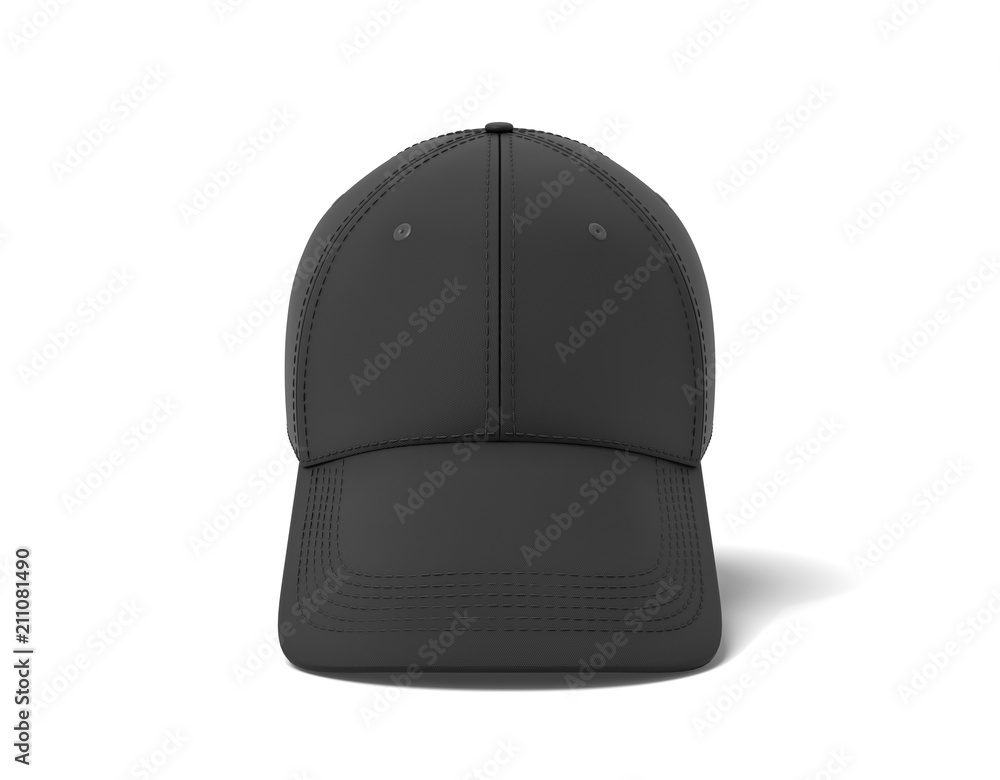 3d rendering of a single black baseball cap hanging vertically on a ...