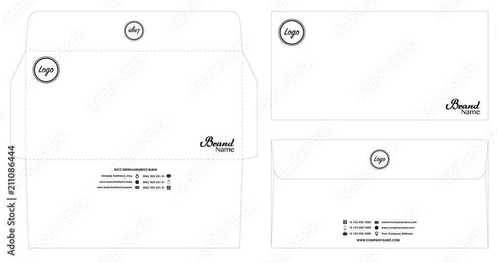 white envelope template mockup with dieline eps10 Stock Vector | Adobe ...