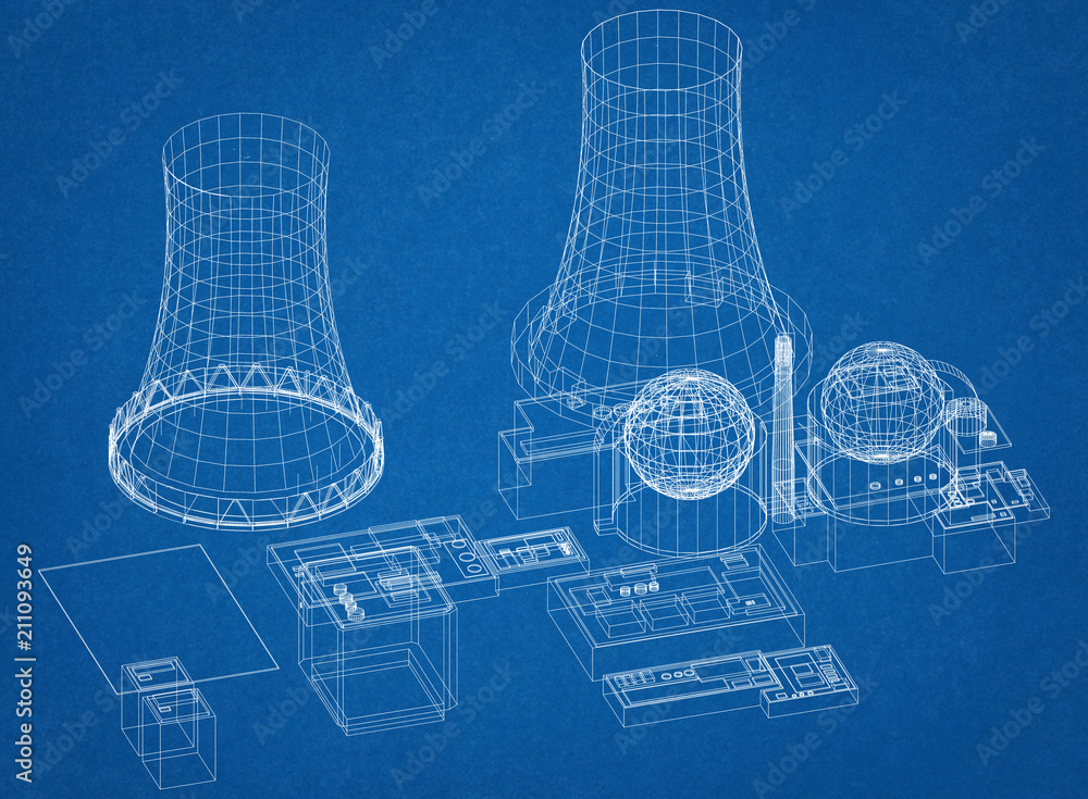 Nuclear Power Plant - Reactor Architect Blueprint Stock Illustration ...