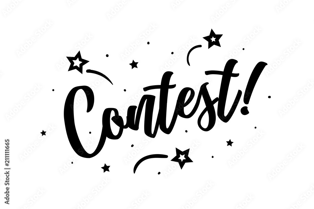 Contest. Beautiful greeting card poster, calligraphy black text Word ...