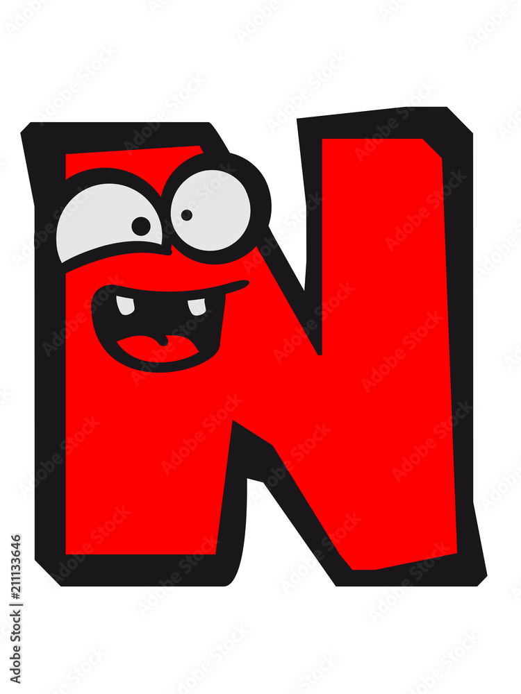 N buchstabe name schreiben cartoon comic gesicht lustig lebendig logo ...