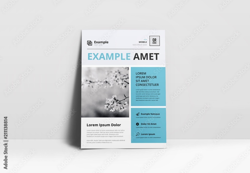 Gray and Light Blue Business Flyer Layout Stock Template | Adobe Stock