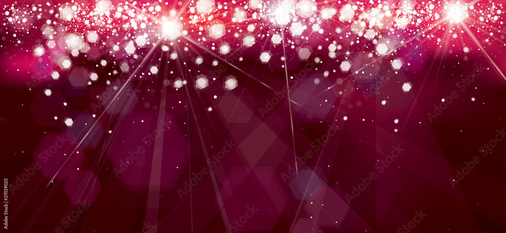 Vector holiday, red, sparkle background with lights and stars. Stock ...