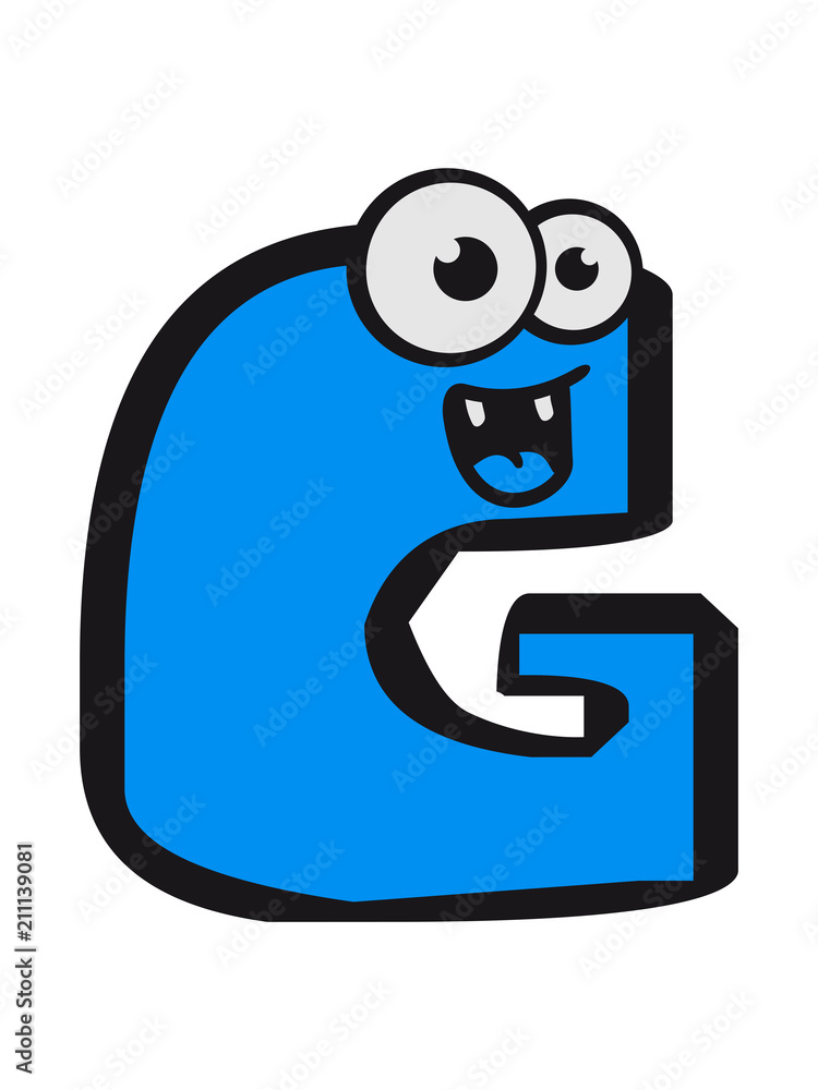 G buchstabe name schreiben cartoon comic gesicht lustig lebendig logo ...