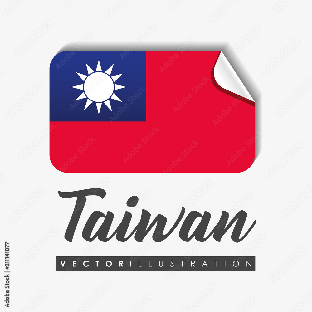 sticker of taiwan flag over white background, vector illustration Stock ...