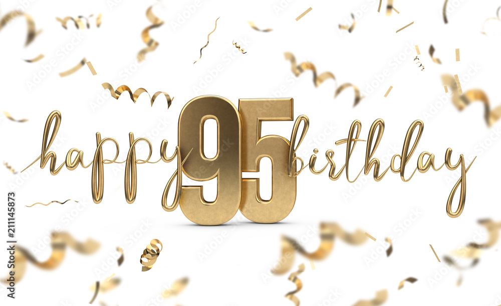 Happy 95th birthday gold greeting background. 3D Rendering Stock ...