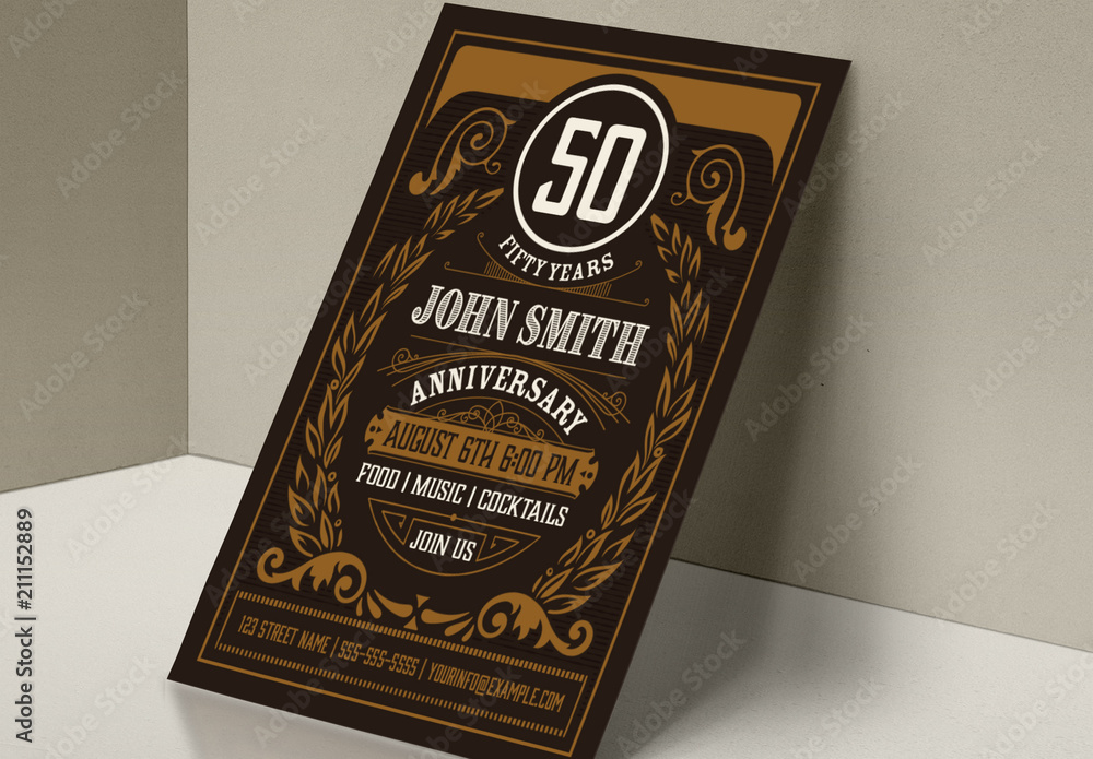 Vintage Style Birthday Party Invitation Layout Stock Template | Adobe Stock