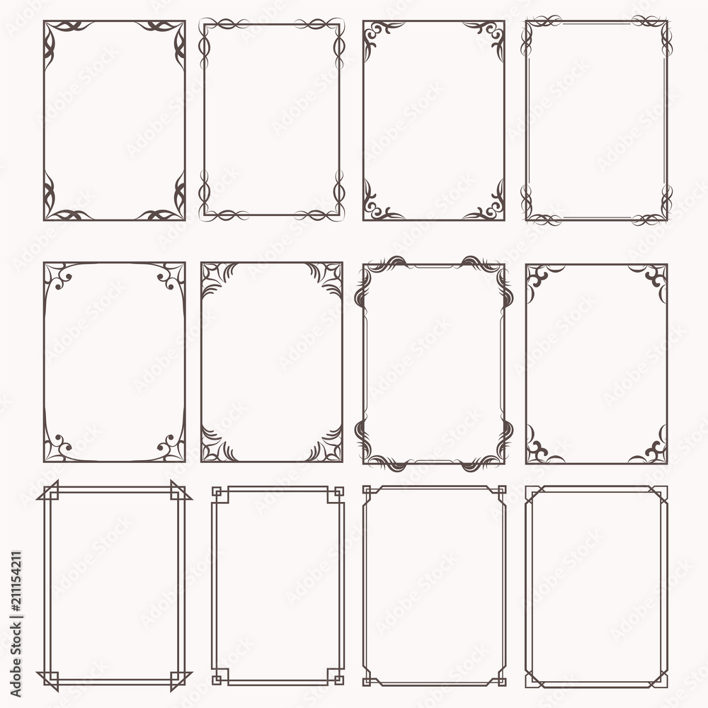 Decorative frames and borders rectangle proportions set Stock Vector ...