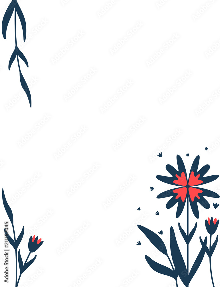 Floral border background with navy blue flowers Stock Vector | Adobe Stock