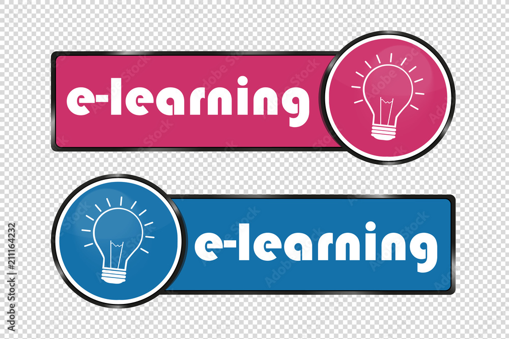 e-Learning And Lightbulb Square And Circle Buttons - Vector ...