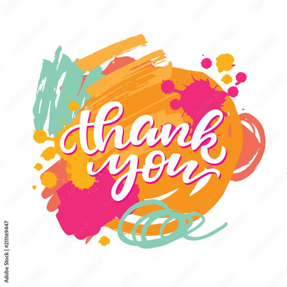 Thank you card with abstract background with hand drawn textures ...