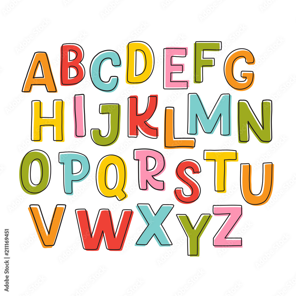 Cute hand drawn alphabet made in vector. Doodle letters for your design ...