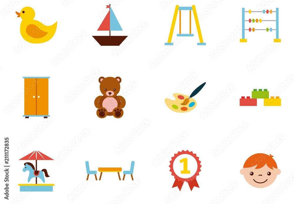 25 Colorful Childrens Icons Stock Template | Adobe Stock