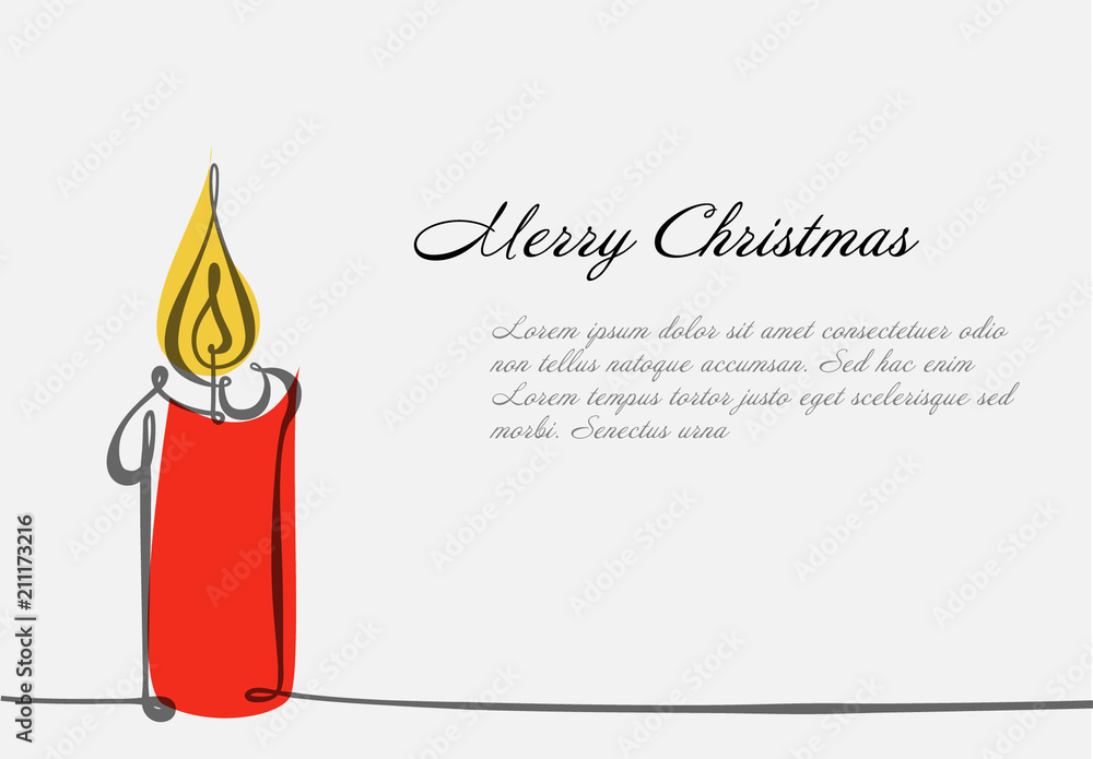 Christmas Card Layout with Candle Illustration Stock Template | Adobe Stock