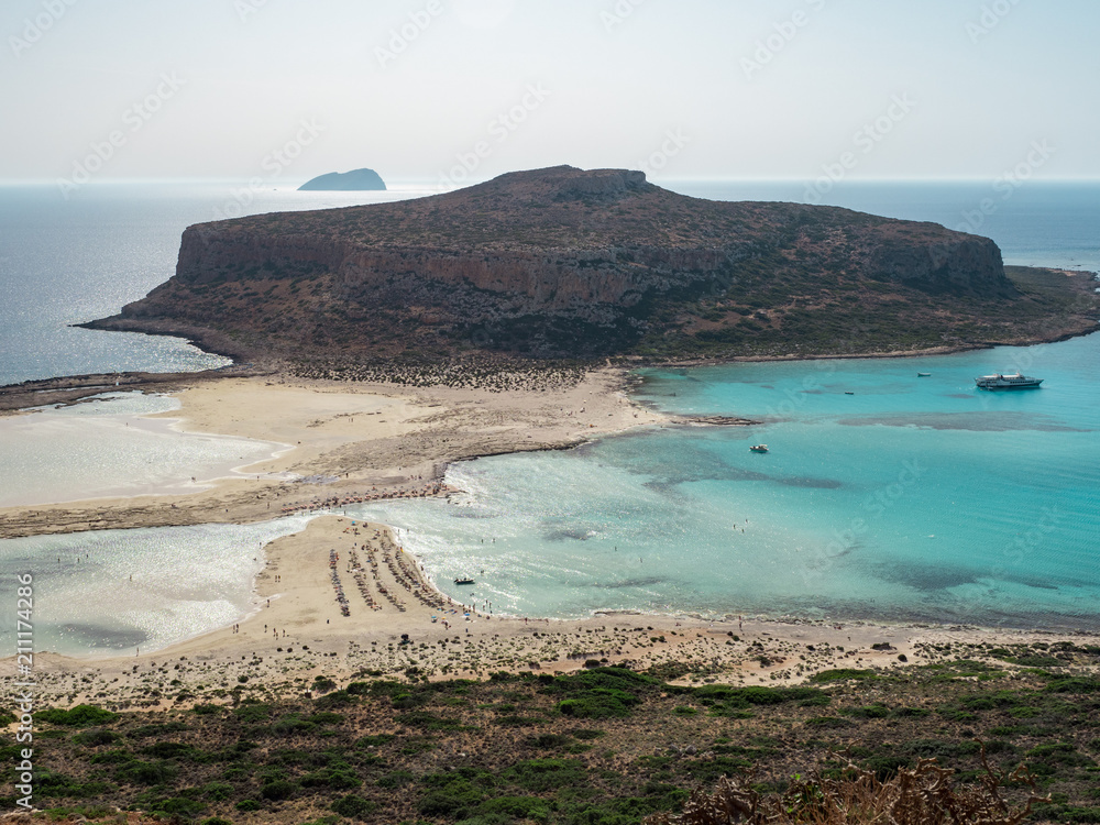 Color seascape of the beautiful Balos Lagoon separated from the homonym ...