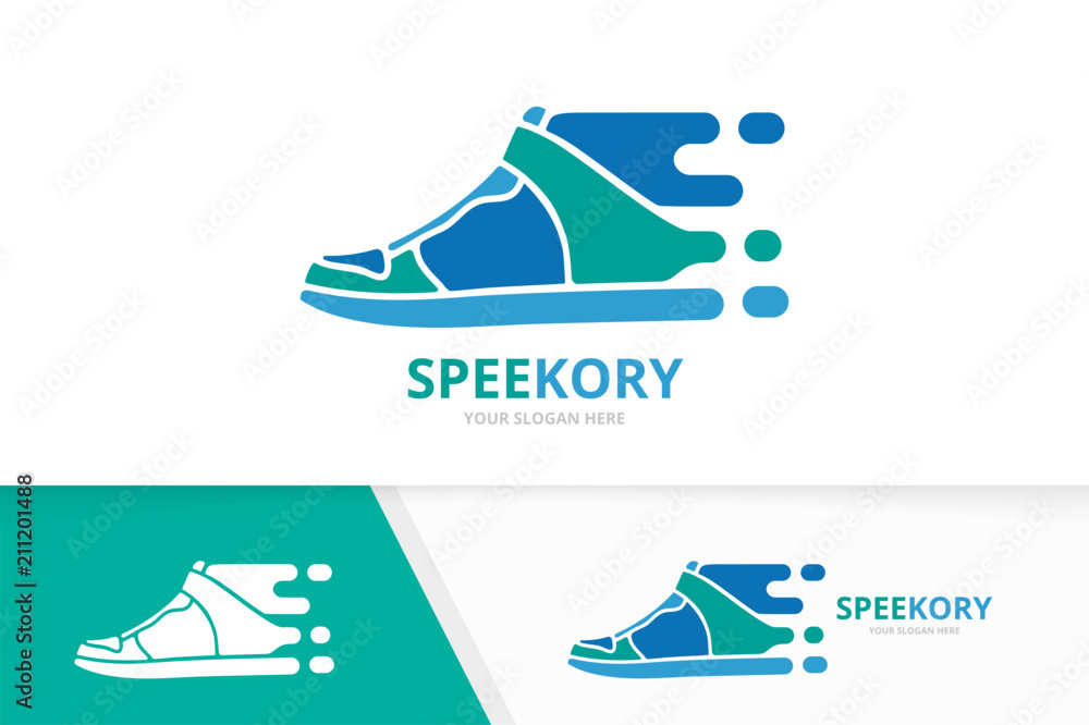 Vector fast sneaker logo combination. Speed shoe symbol or icon. Unique ...