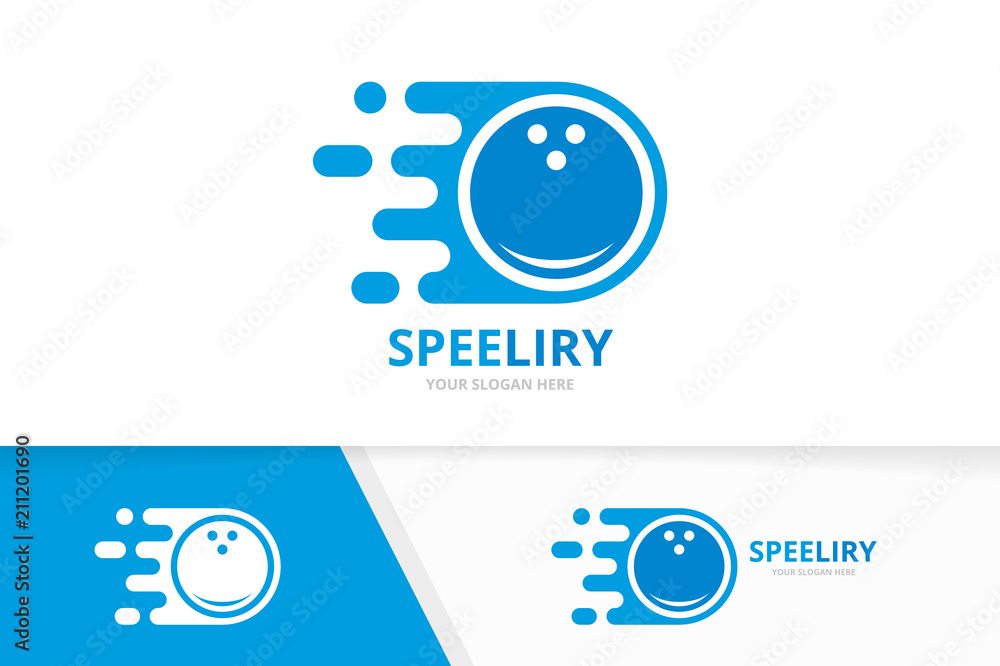 Vector fast bowling logo combination. Speed game symbol or icon. Unique ...