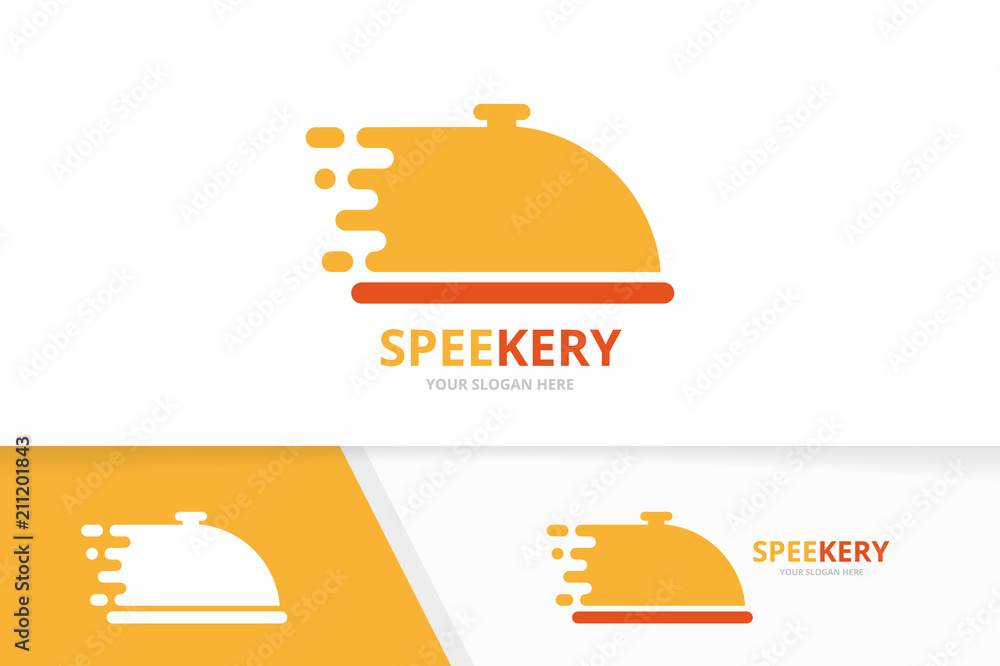Vector fast dish logo combination. Speed plate symbol or icon. Unique ...