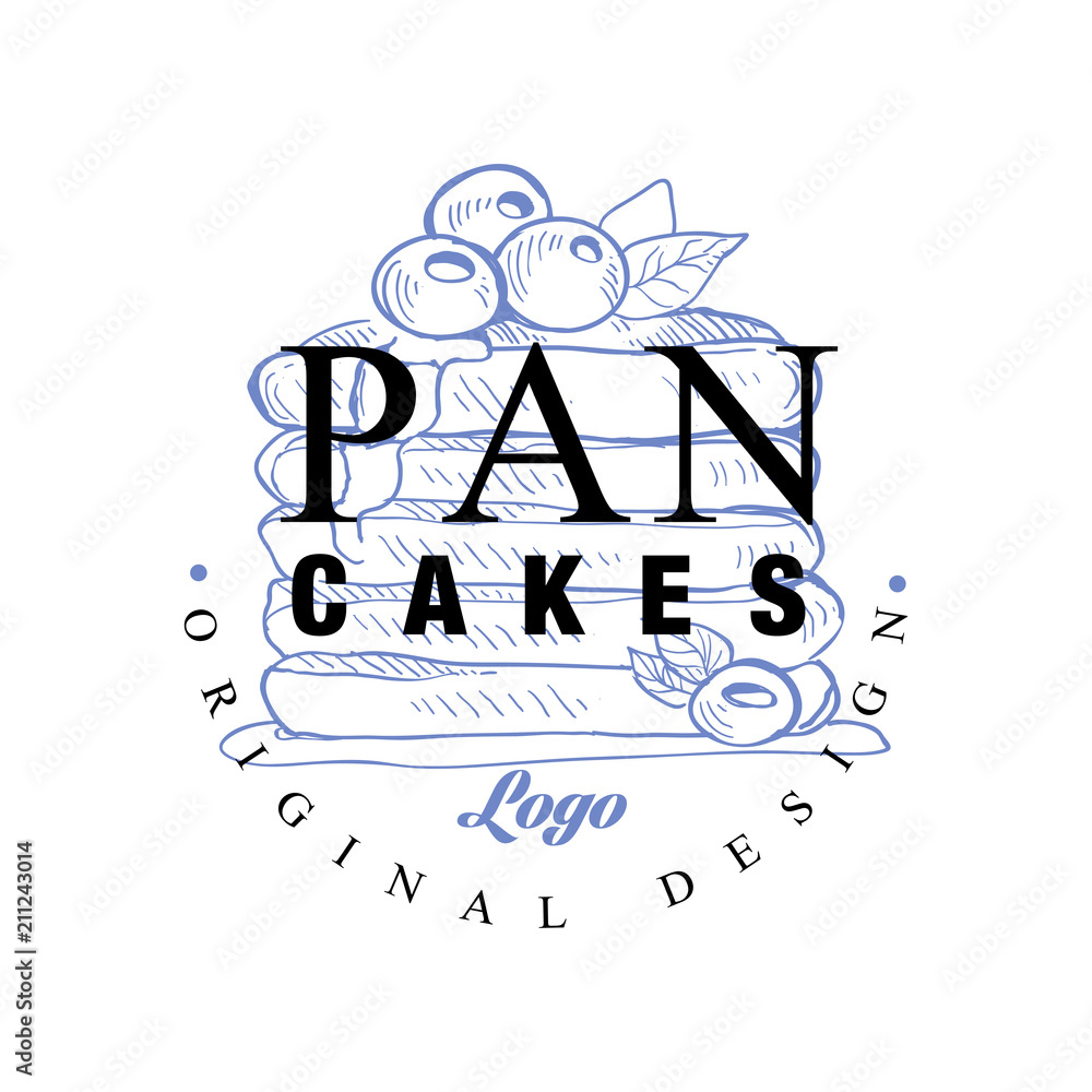 Pancakes logo original design, retro emblem for bakery shop, cafe ...