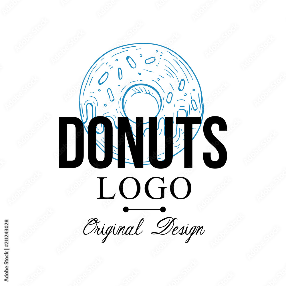 Donuts logo original design, retro emblem for bakery shop, cafe ...