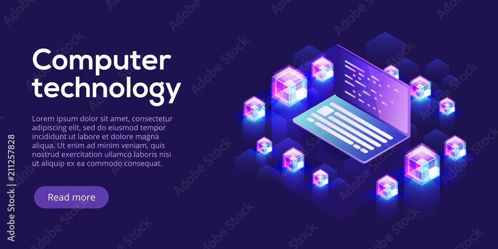 Datacenter isometric vector illustration. Abstract 3d hosting server or ...