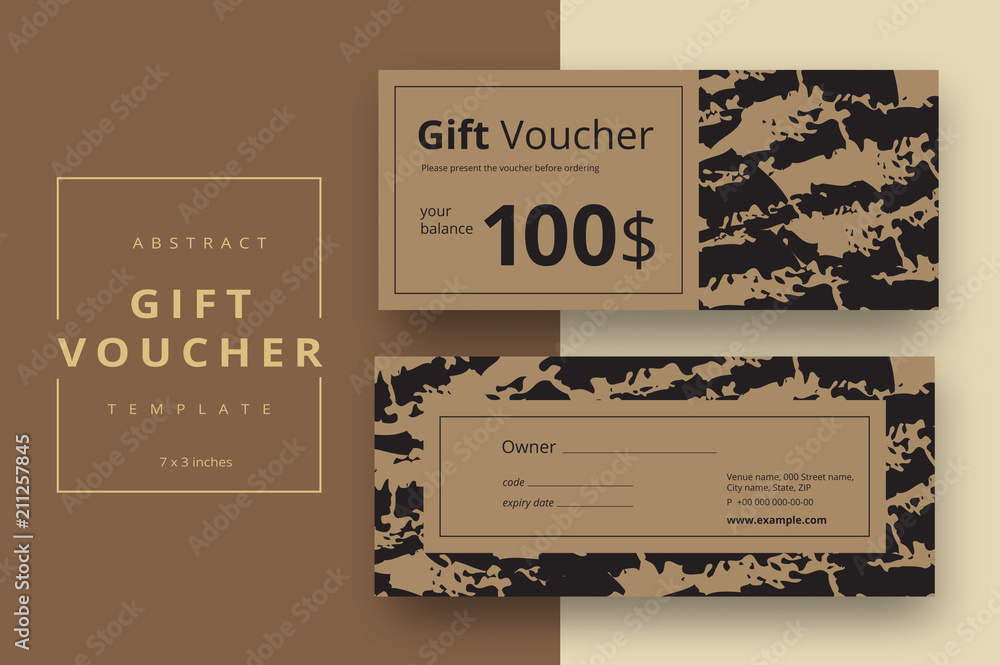 Trendy abstract gift voucher card templates. Modern discount coupon or ...