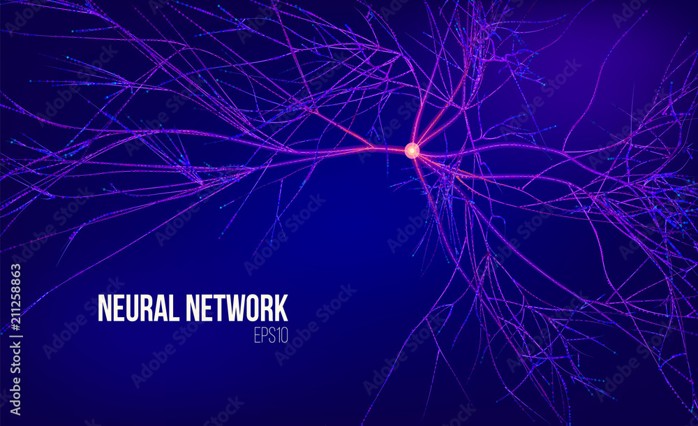 Neural network 3d abstract vector illustration. Data tree with root ...