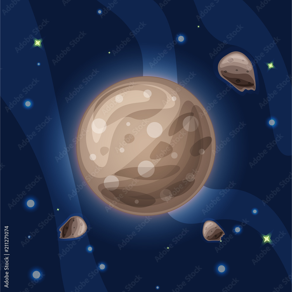 ganymede, vector cartoon illustration. The largest and massive moon of ...