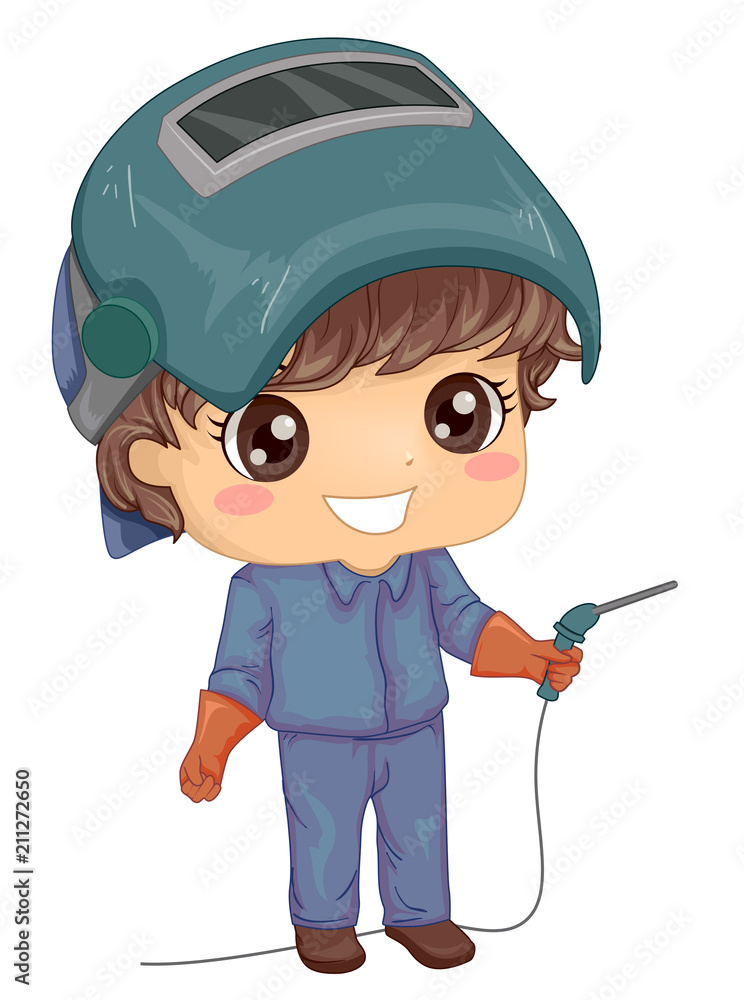 Kid Boy Welder Illustration Stock Vector | Adobe Stock