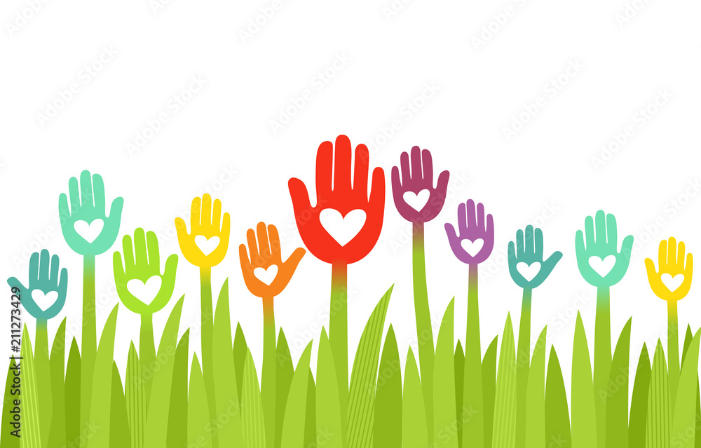 Kids Hands Flowers Illustration Stock Vector | Adobe Stock