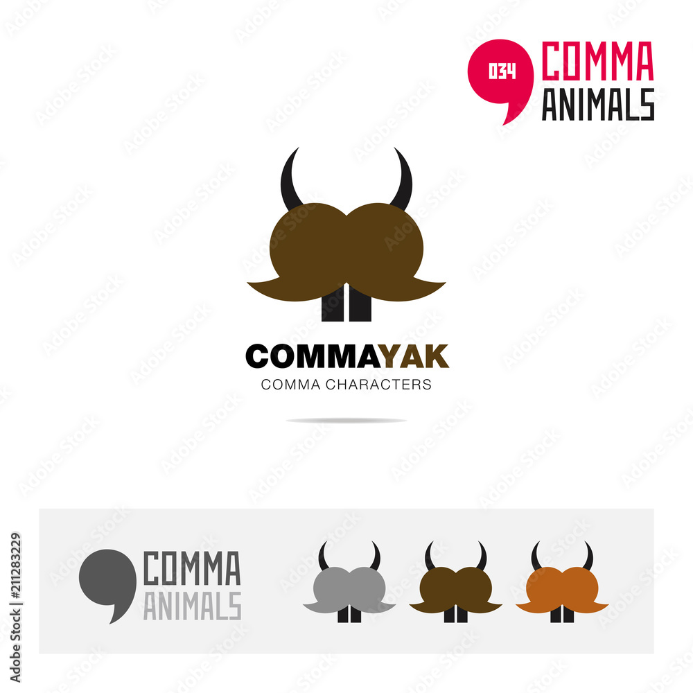 Yak animal concept icon set and modern brand identity logo template and ...