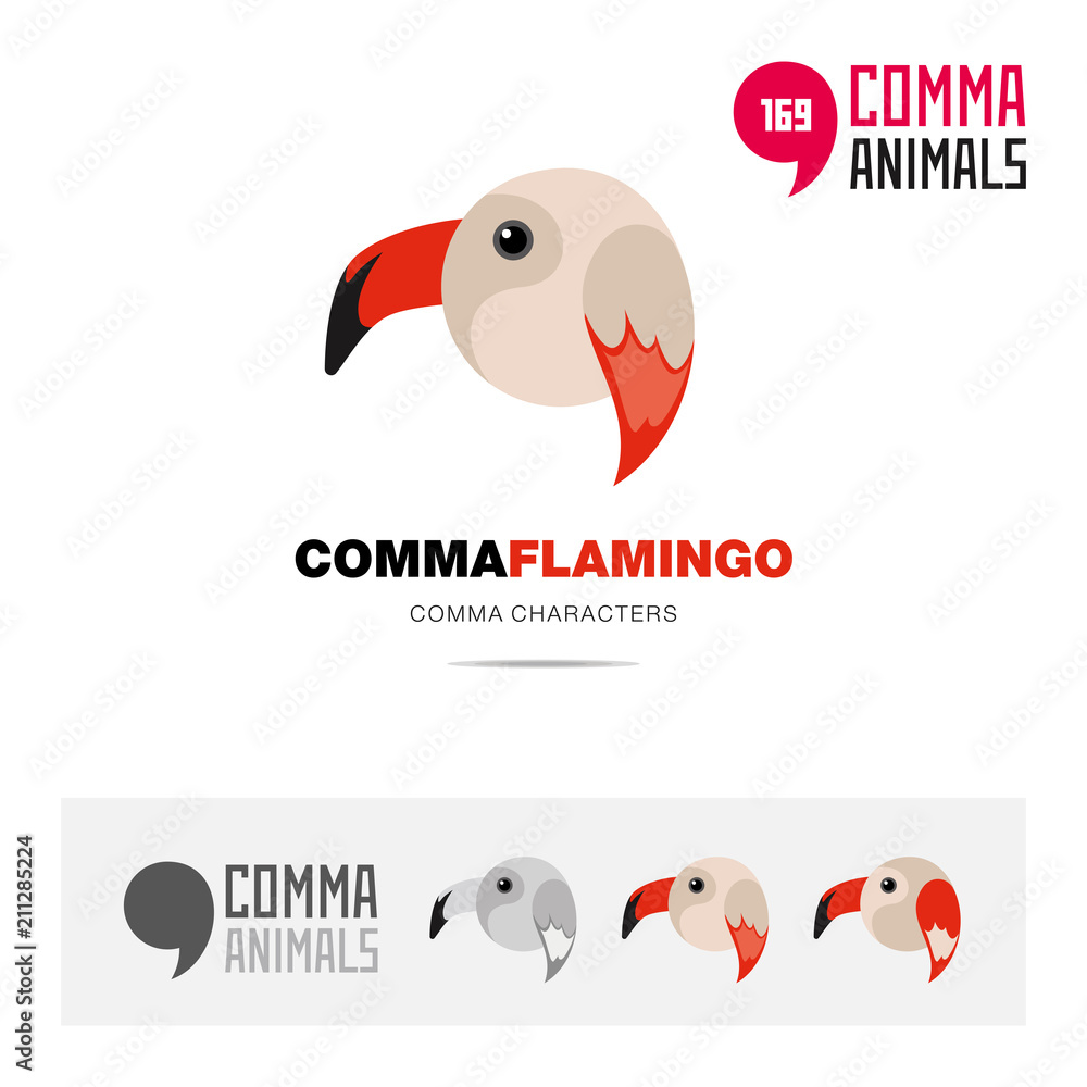 Flamingo bird concept icon set and modern brand identity logo template ...