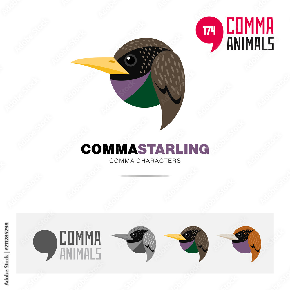 Starling bird concept icon set and modern brand identity logo template ...