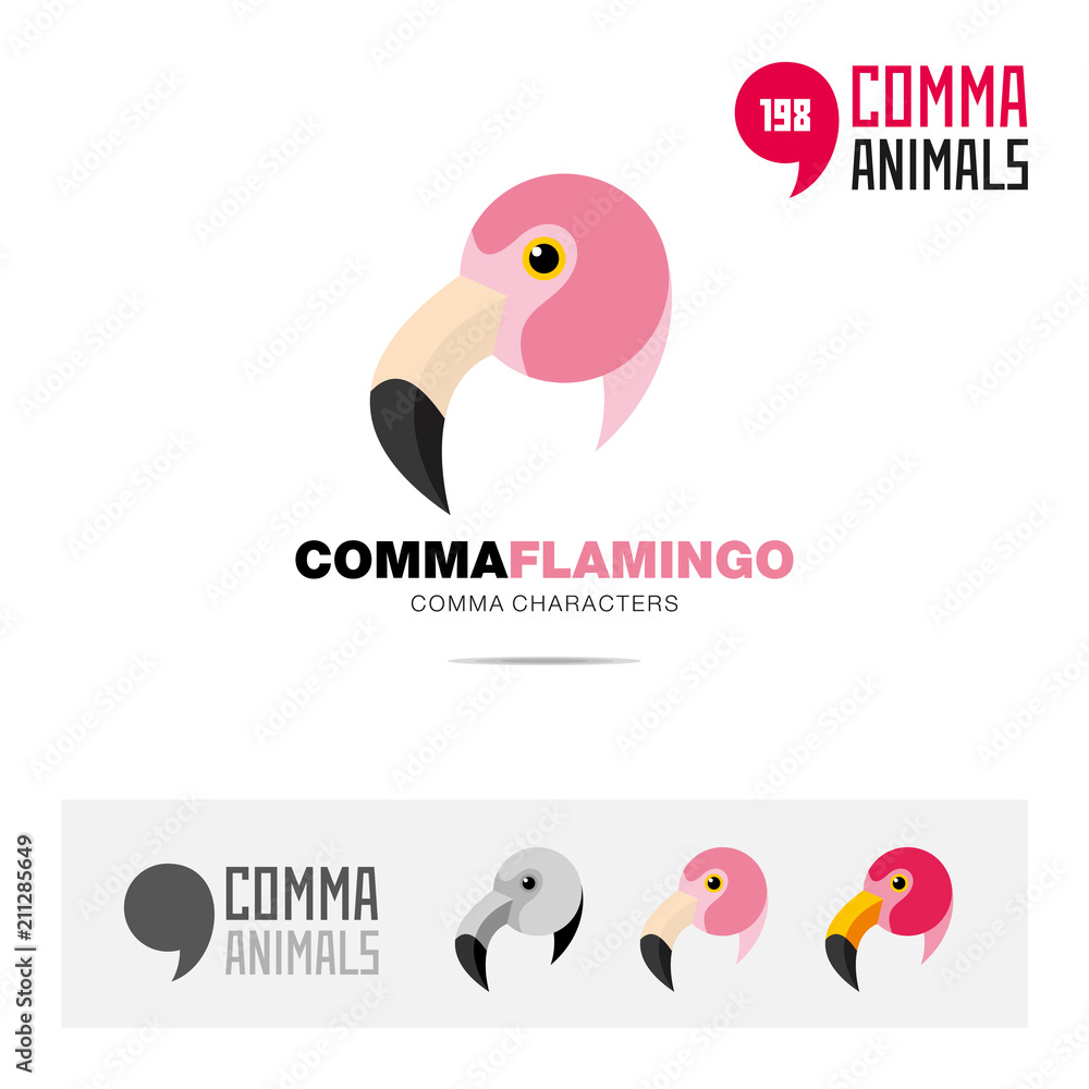 Flamingo bird concept icon set and modern brand identity logo template ...