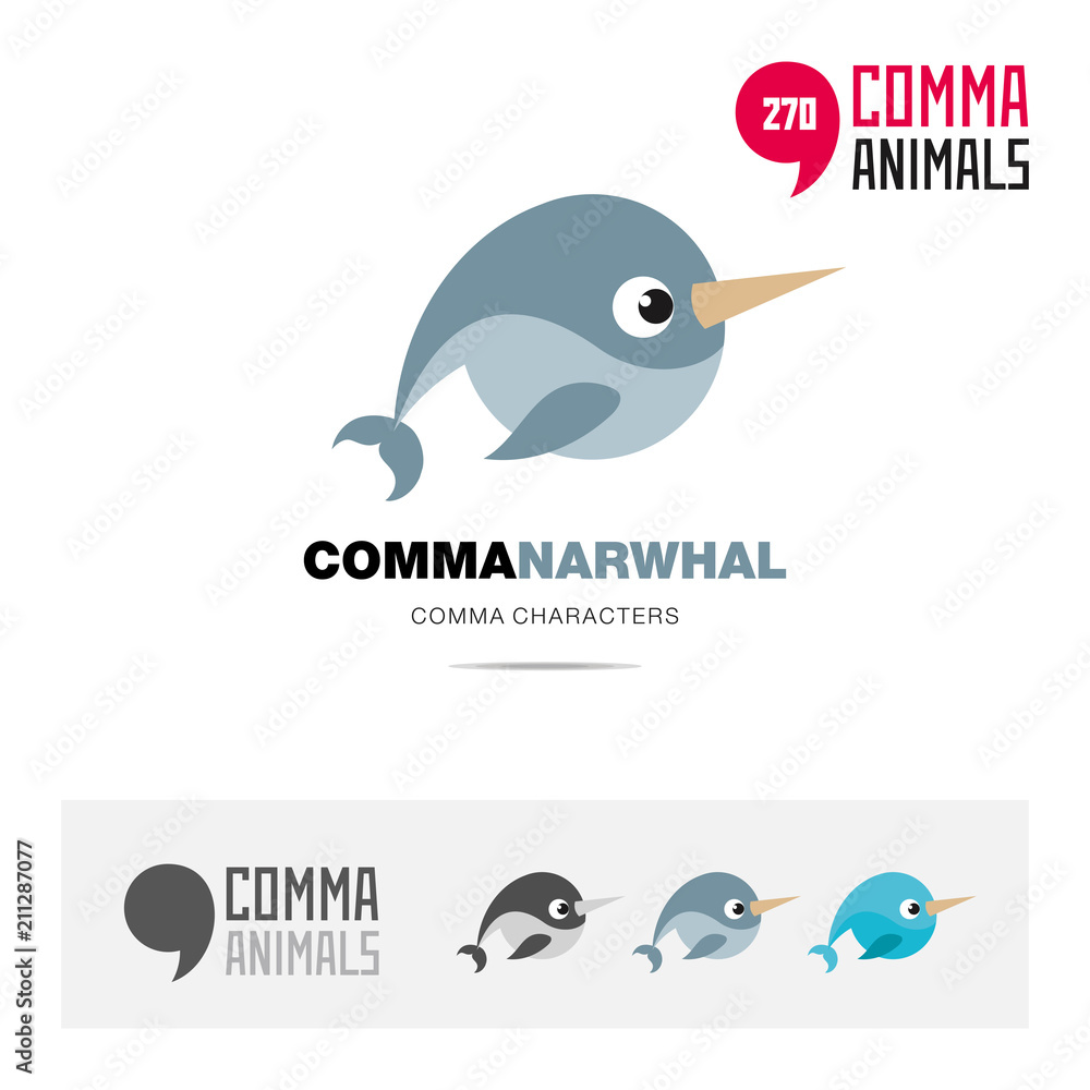Narwhal animal concept icon set and modern brand identity logo template ...