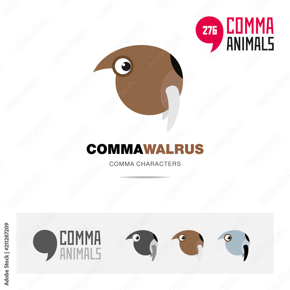 Walrus animal concept icon set and modern brand identity logo template ...
