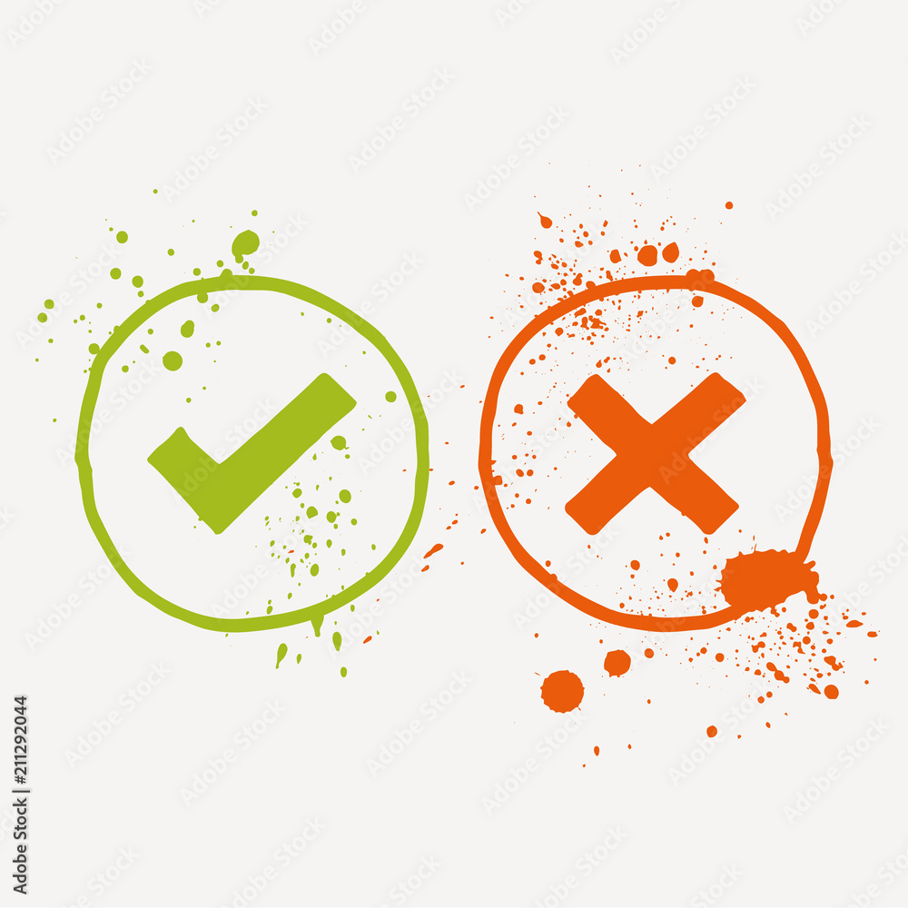 Poster Watercolor tick and cross in a circle – Wall Art | UkPosters