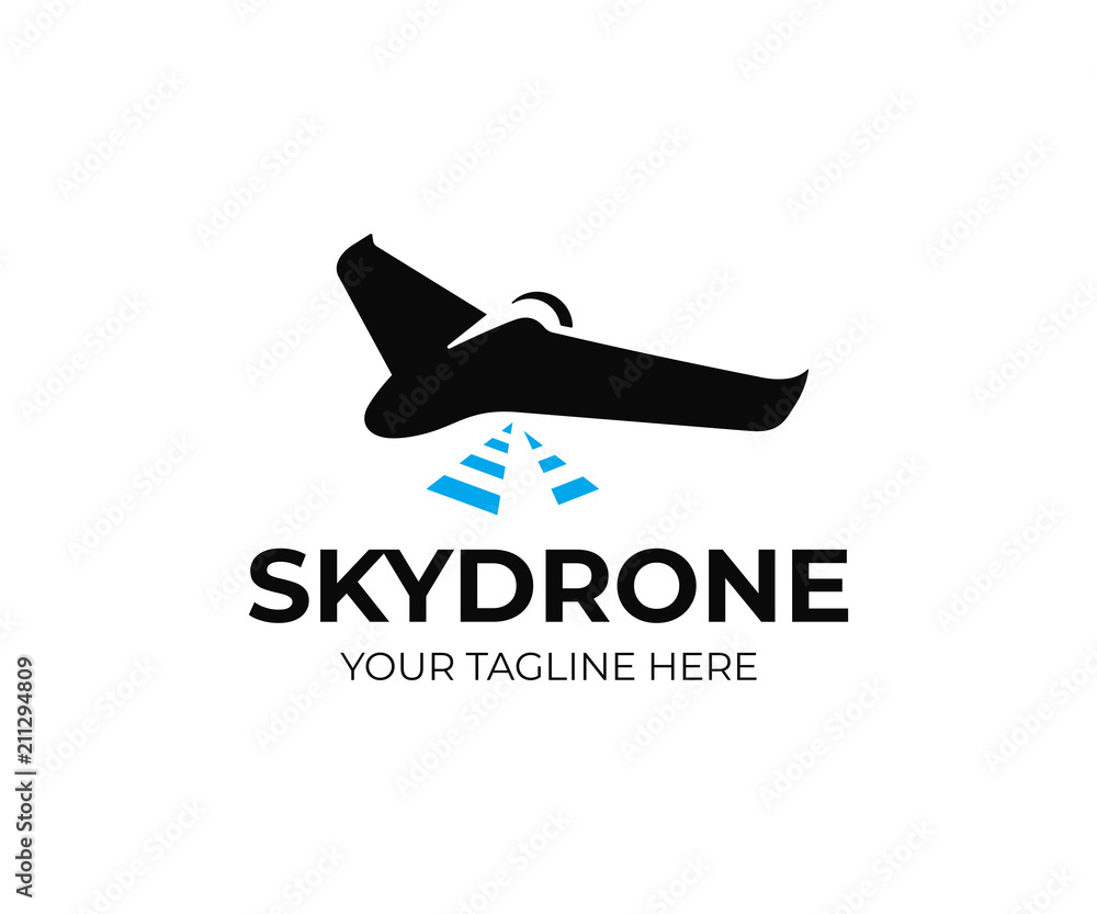 Aerial mapping drone logo template. Drone survey vector design ...