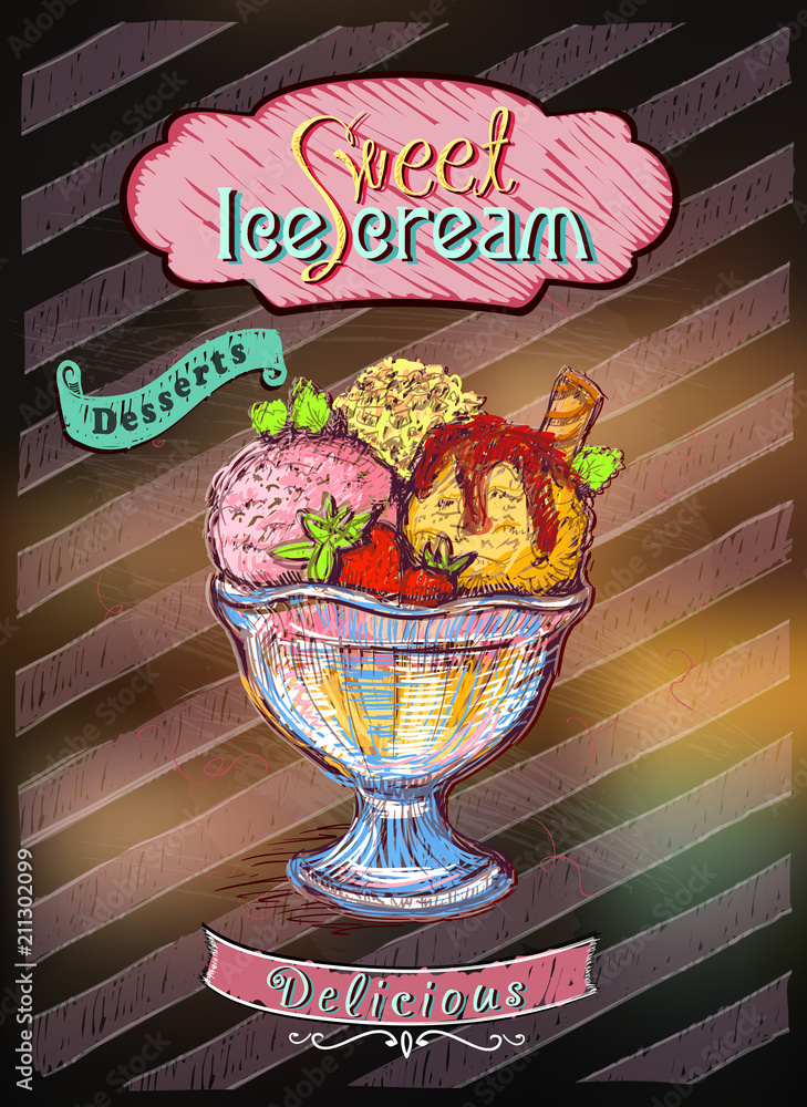 Chalk ice cream menu design Stock Vector | Adobe Stock