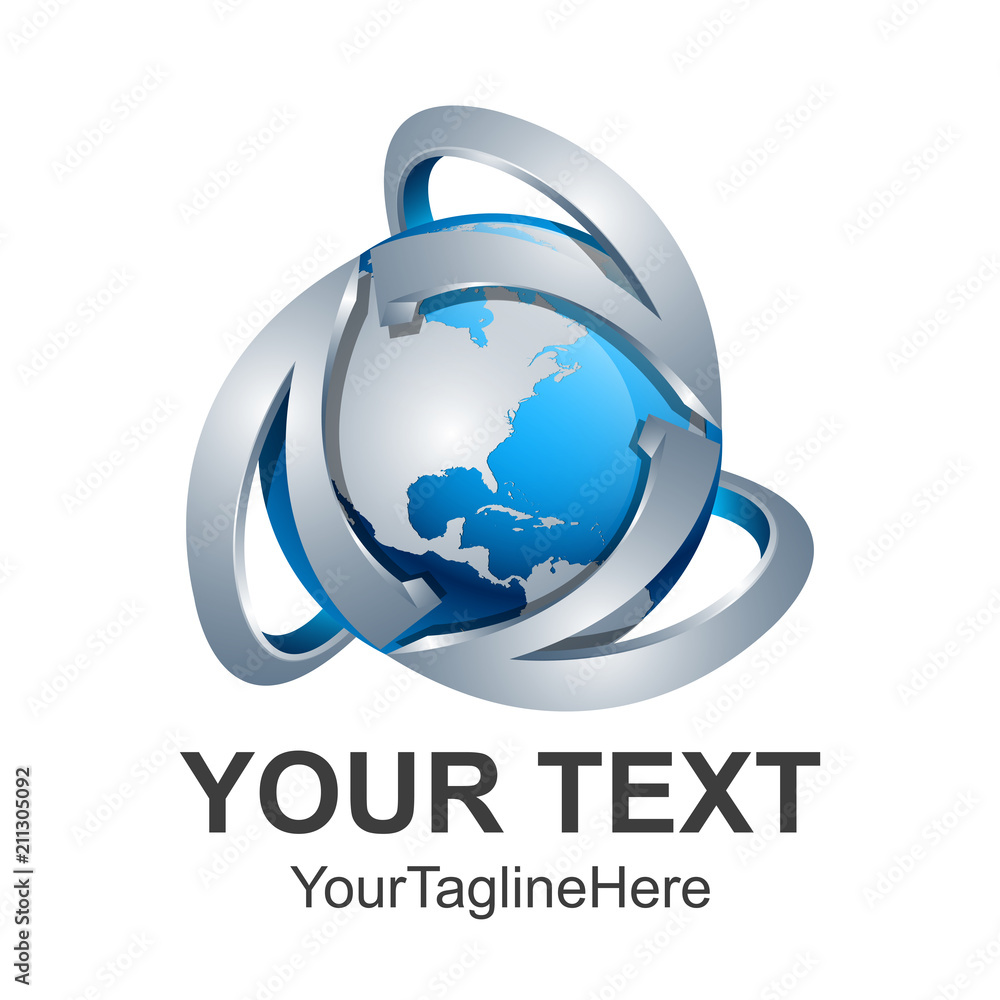 Abstract 3D World globe vector illustration. Tech globe logo vector ...