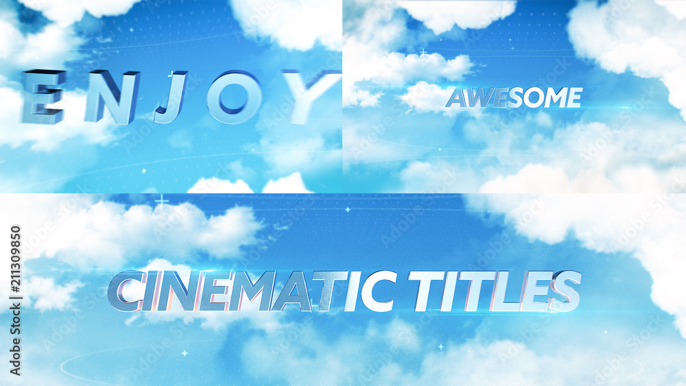 Clouds and Metallic Text Title Stock Template | Adobe Stock