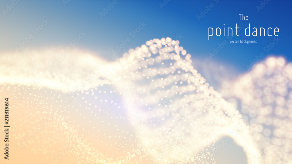 Vector abstract particle wave, points array with shallow depth of field ...