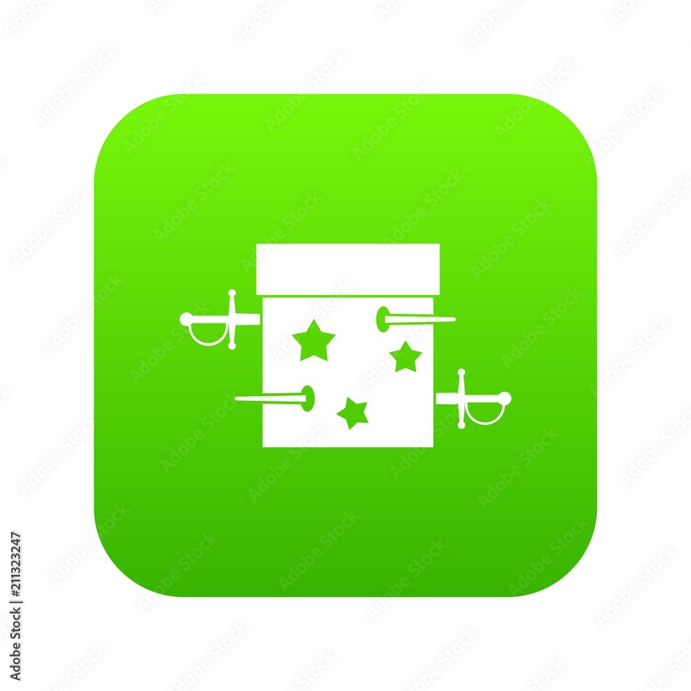 Sword box illusion icon digital green for any design isolated on white ...